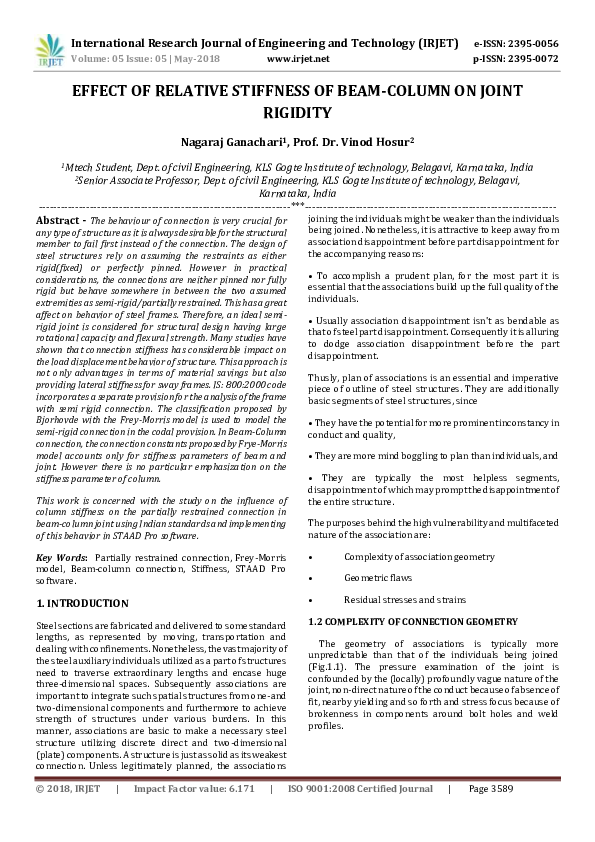 (PDF) IRJET-Effect of Relative Stiffness of Beam-Column on Joint Rigidity