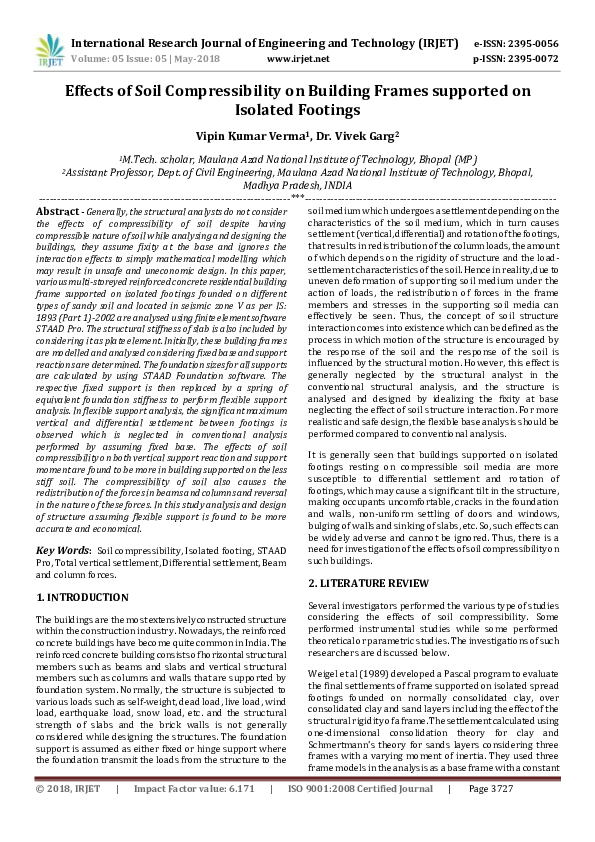 (PDF) IRJET-Effects of Soil Compressibility on Building Frames Supported On Isolated Footings