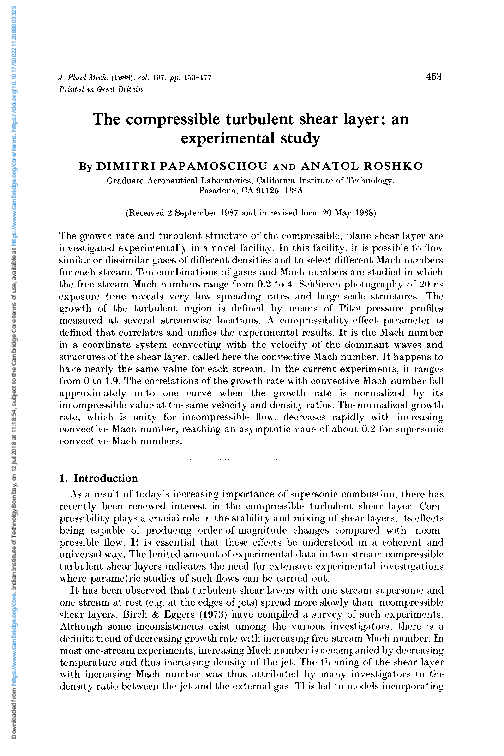 (PDF) The compressible turbulent shear layer : an experimental study