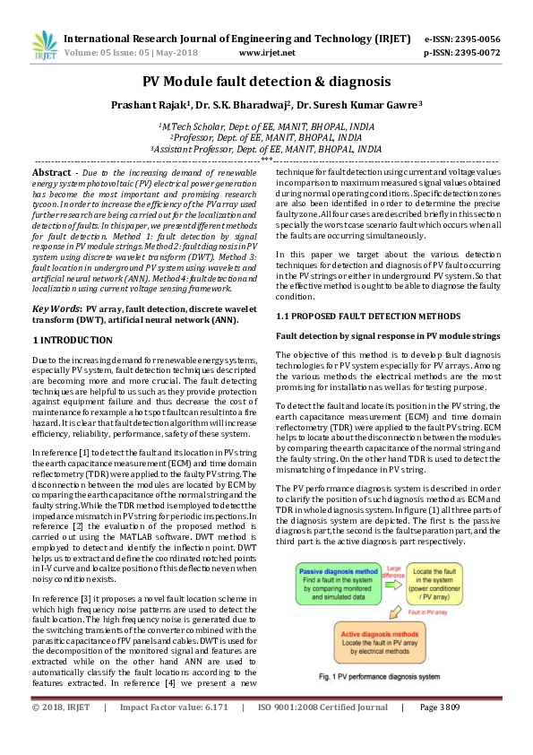 (PDF) IRJET-PV Module Fault Detection & Diagnosis