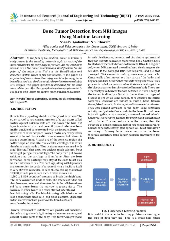 (PDF) IRJET-Bone Tumor Detection from MRI Images using Machine Learning