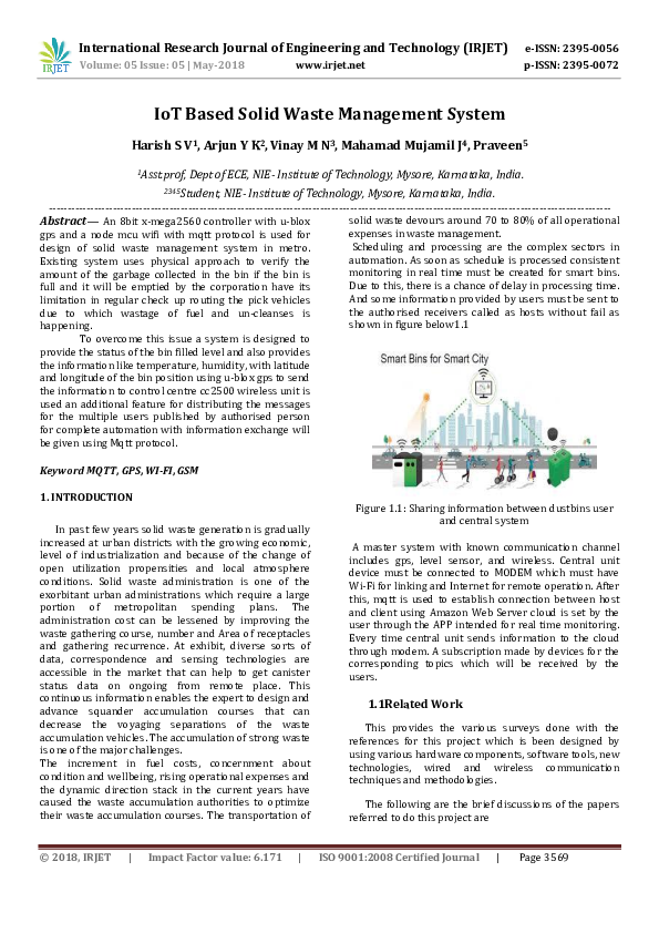 (PDF) IRJET- IoT Based Solid Waste Management System