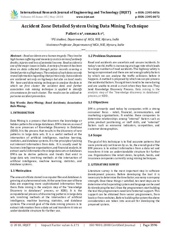 (PDF) IRJET-Accident Zone Detailed System using Data Mining Technique