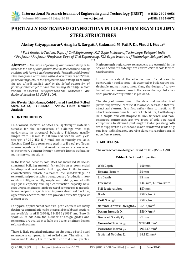 (PDF) IRJET- Partially Restrained Connections in Cold-Form Beam Column ...
