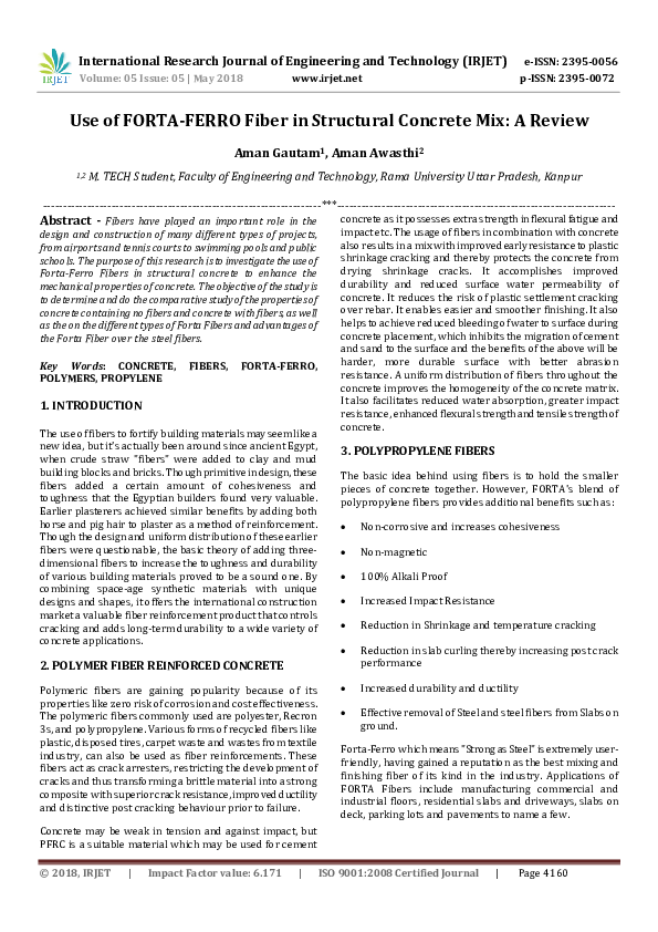 (PDF) IRJET-Use of Forta-Ferro Fiber in Structural Concrete Mix: A ...