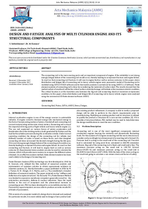 (PDF) DESIGN AND FATIGUE ANALYSIS OF MULTI CYLINDER ENGINE AND ITS ...