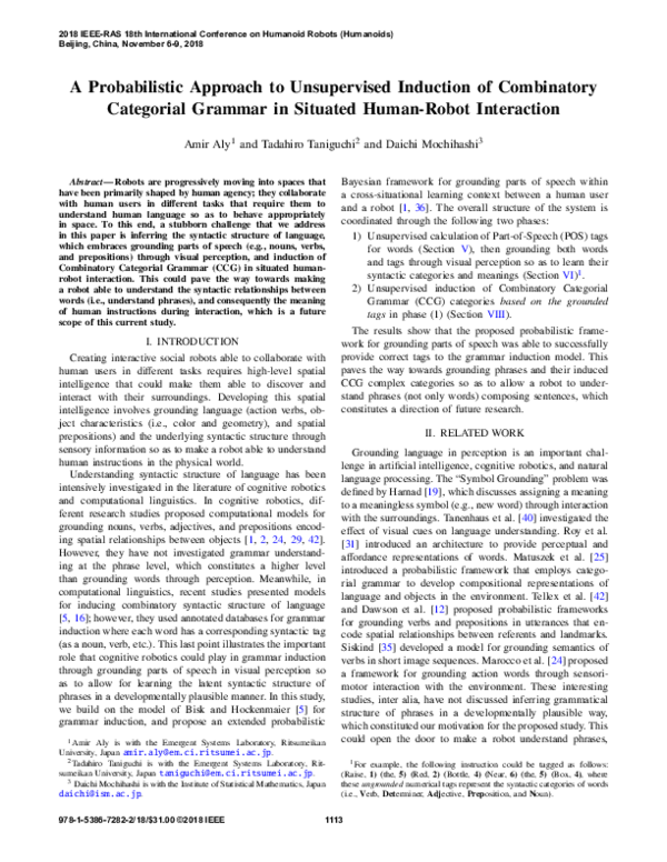(PDF) Inducing CCG for Human-Robot Language Understanding