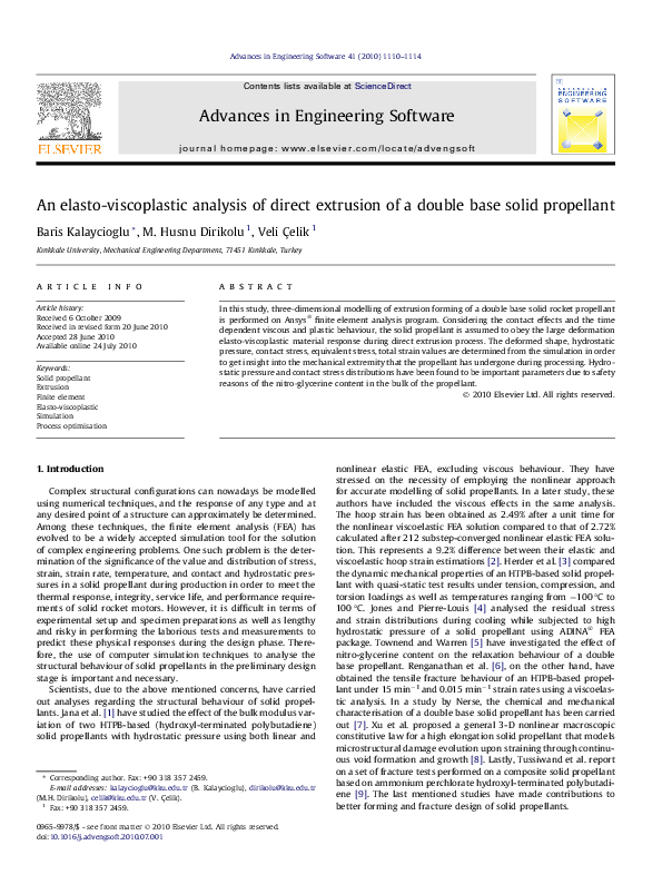 (PDF) An elasto-viscoplastic analysis of direct extrusion of a double ...