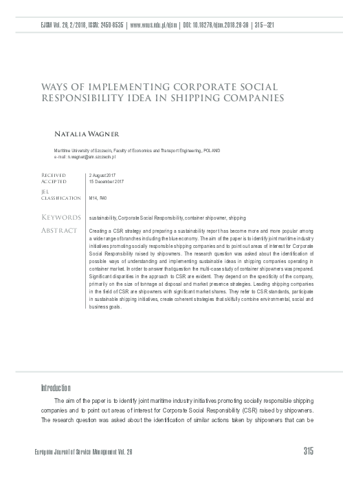 (PDF) Ways of implementing Corporate Social Responsibility idea in ...