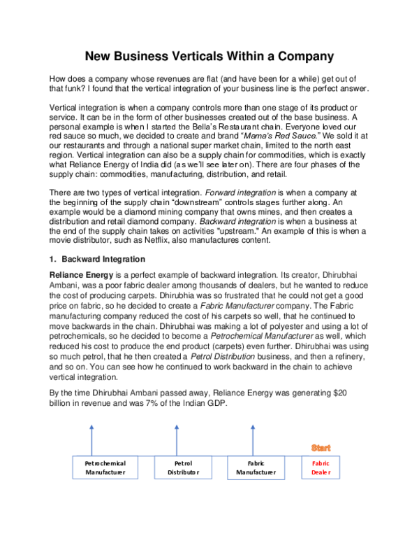 (DOC) New Business Verticals within a Company