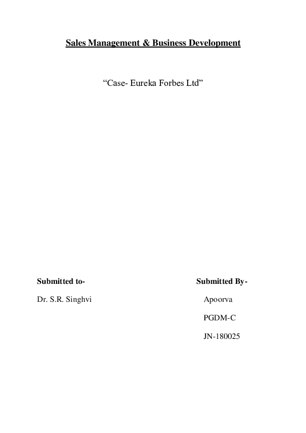 (DOC) Case-Eureka Forbes | Apoorva 1 - Academia.edu