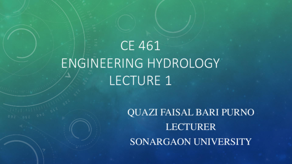 (PPT) HYDROLOGY LECTURE