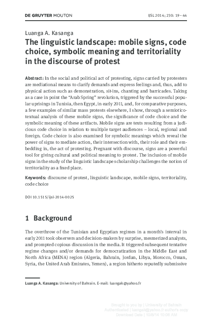 (PDF) The linguistic landscape - Mobile signs