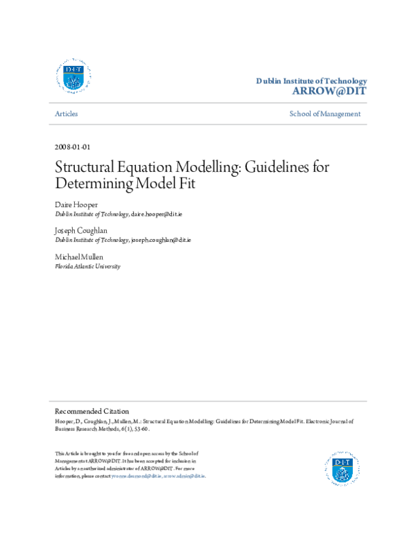 Pdf Structural Equation Modelling Guidelines For Determining Model Fit