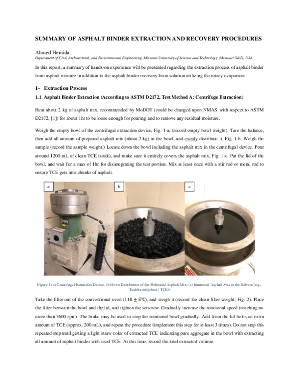 (PDF) SUMMARY OF ASPHALT BINDER EXTRACTION AND RECOVERY PROCEDURES.pdf