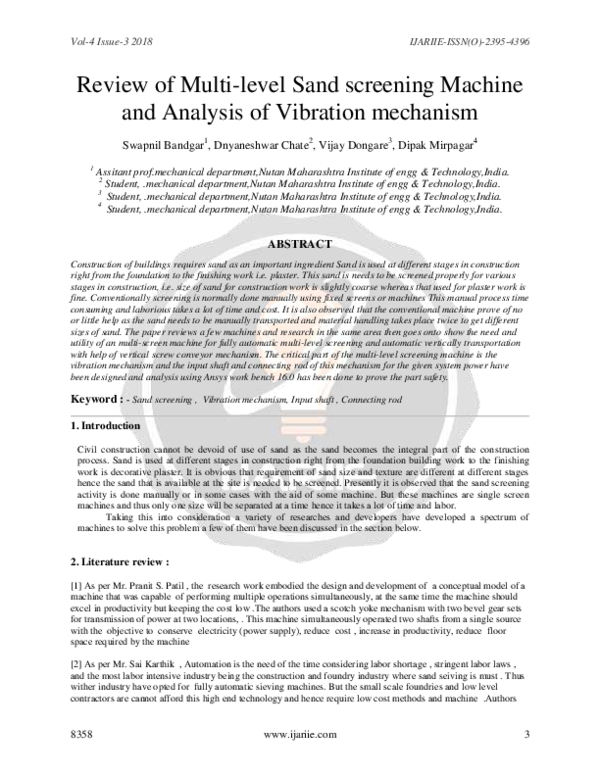 (PDF) Review_of_Multi_level_Sand_screening_Machine_and_Analysis_of ...