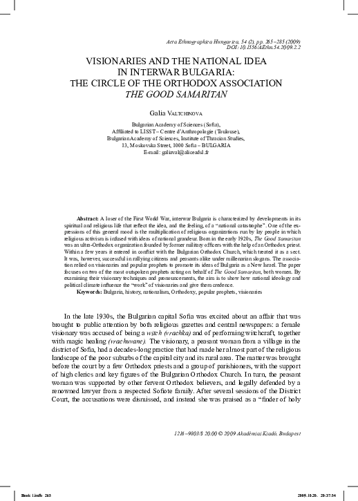 (PDF) Visionaries and the national idea in interwar Bulgaria: The ...