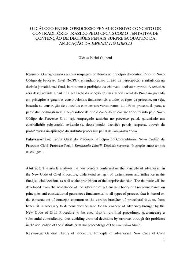 (PDF) O diálogo entre o processo penal e o novo conceito de ...