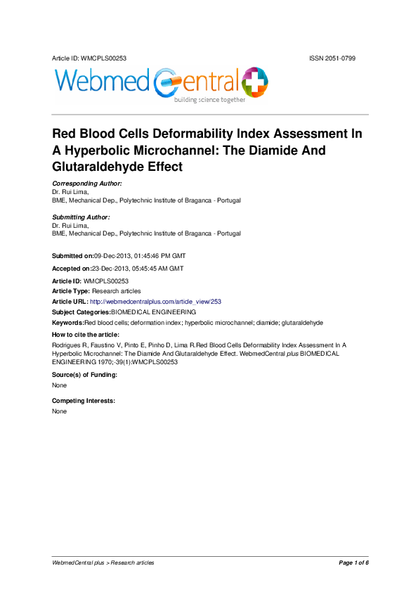 (PDF) Red Blood Cells deformability index assessment in a hyperbolic ...