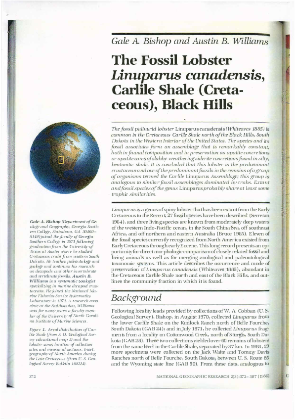 (PDF) The Fossil Lobster Linuparus canadensis, Carlile Shale ...