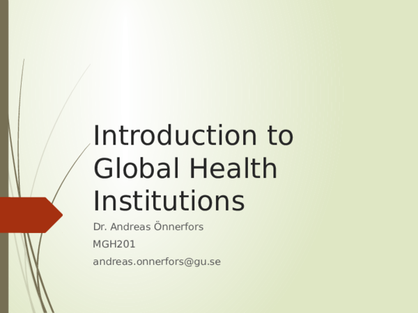 (PPT) Global Health Governance