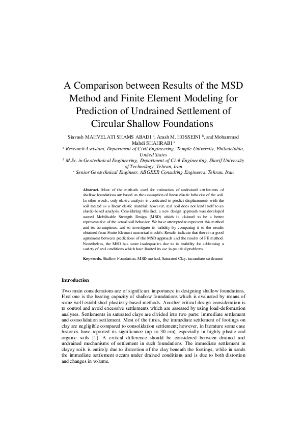 (PDF) A comparison between results of the MSD method and finite element modeling for prediction ...