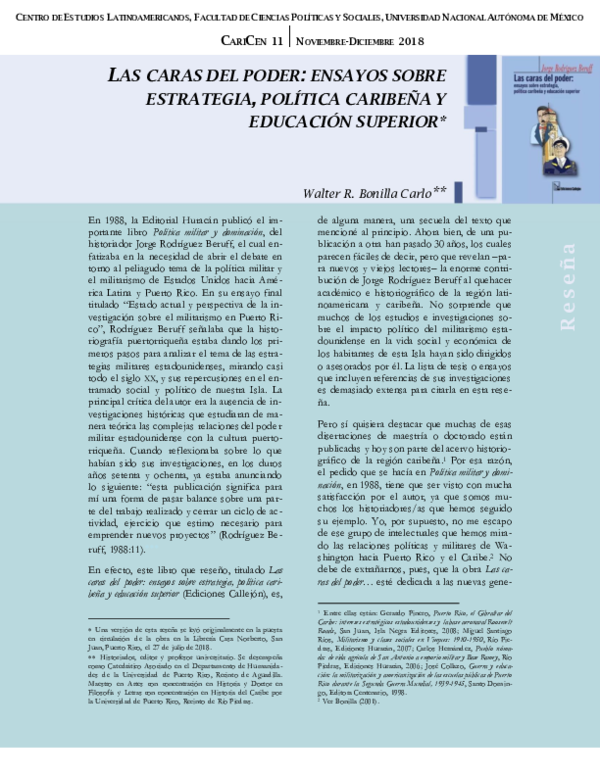 (PDF) Walter R. Bonilla Carlo, Reseña Las caras del poder de Jorge ...