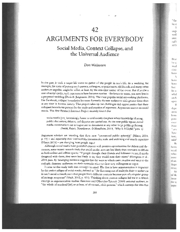 (PDF) Arguments for Everybody: Social Media, Context Collapse, and the ...
