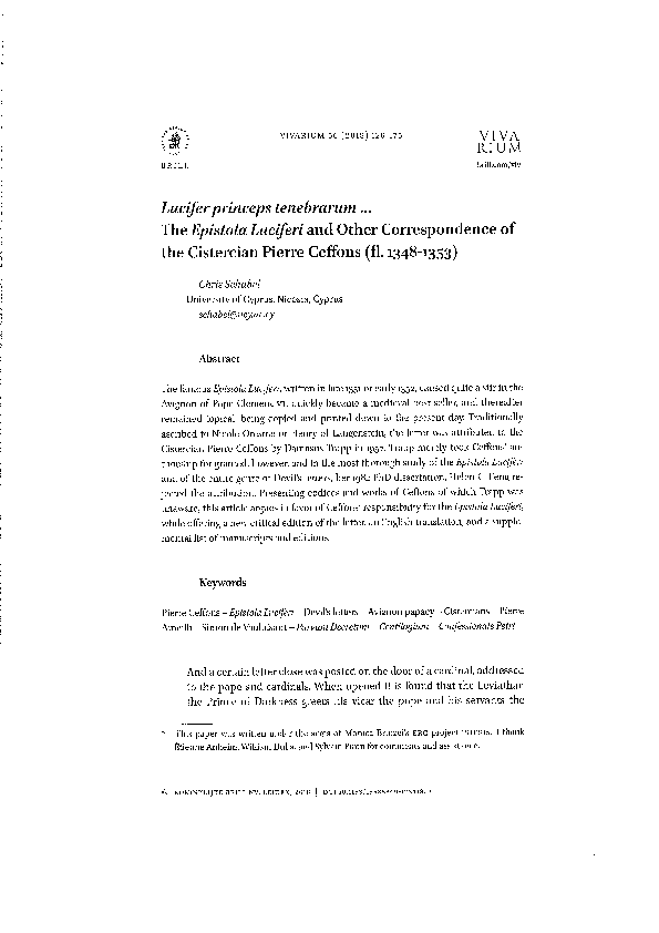 (PDF) Lucifer princeps tenebrarum... The Epistola Luciferi and Other ...