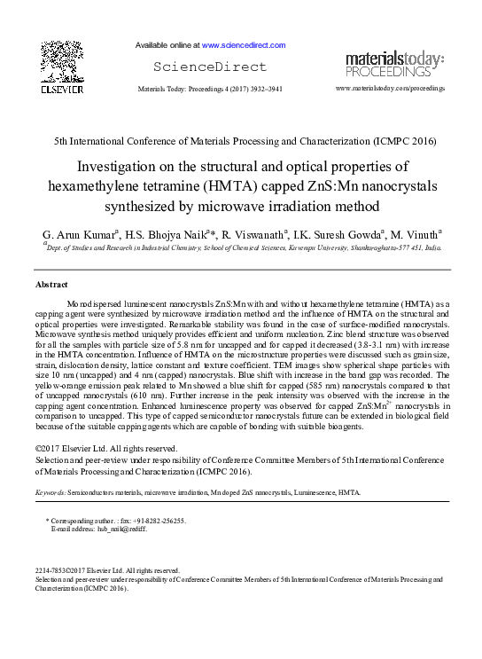 (PDF) Investigation on the structural and optical properties of ...