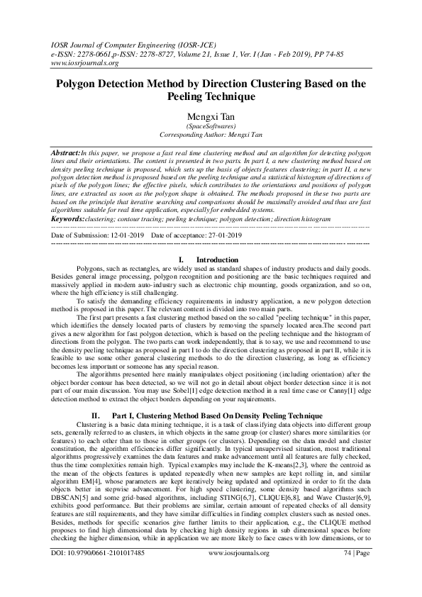 (PDF) Polygon Detection Method by Direction Clustering Based on the Peeling Technique