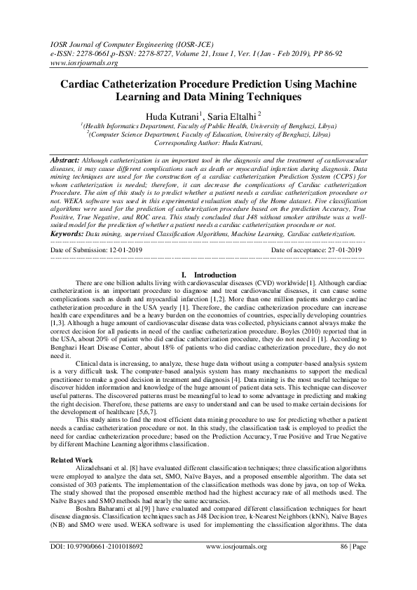 (PDF) Cardiac Catheterization Procedure Prediction Using Machine ...