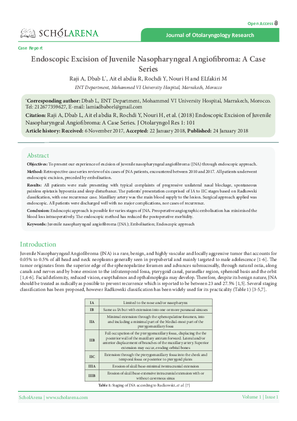 (PDF) Endoscopic-Excision-of-Juvenile-Nasopharyngeal-Angiofibroma-A ...