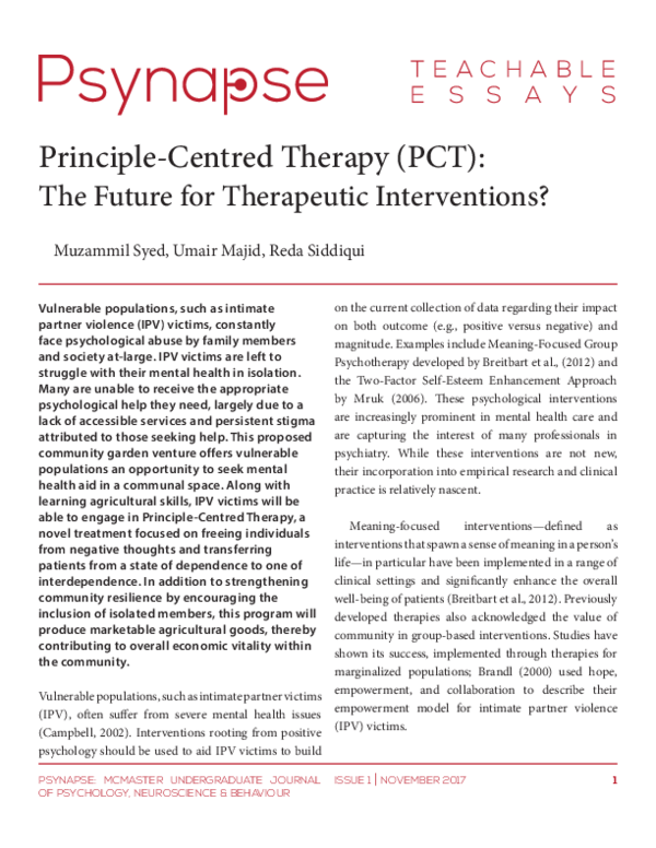 (PDF) Principle-Centred Therapy (PCT): The Future for Therapeutic ...