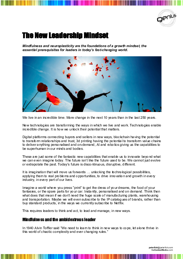 (PDF) The New Leadership Mindset by Peter Fisk Sep