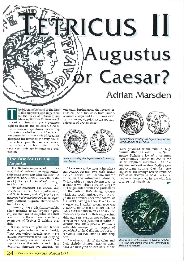 (PDF) Tetricus II - Augustus or Caesar?