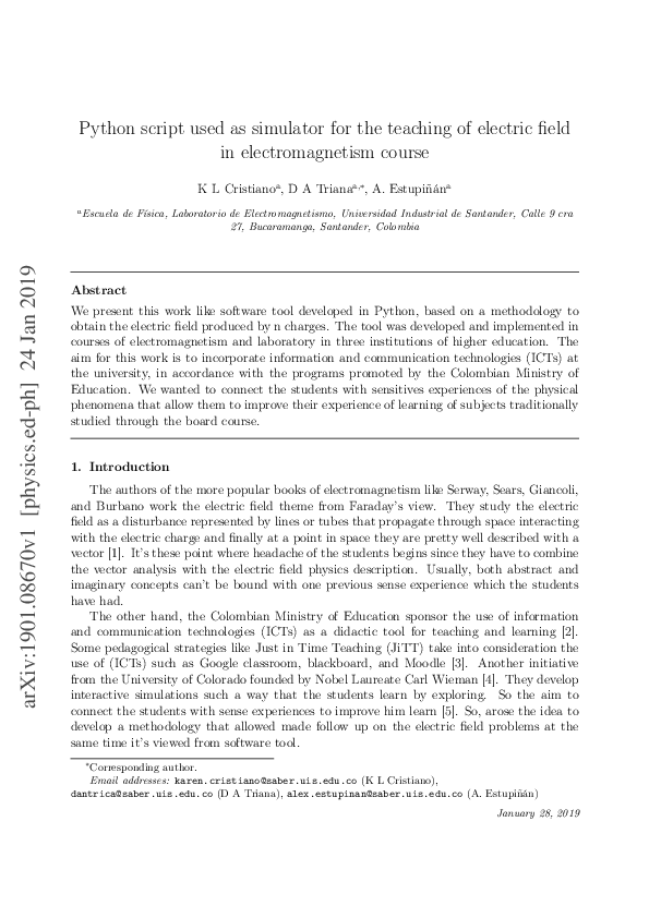 (PDF) Python script used as simulator for the teaching of electric ...