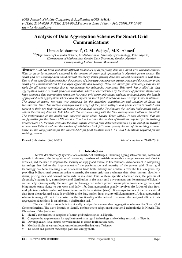 (PDF) Analysis of Data Aggregation Schemes for Smart Grid Communications