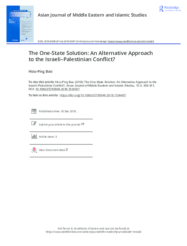 (PDF) The One-State Solution: An Alternative Approach to the Israeli ...