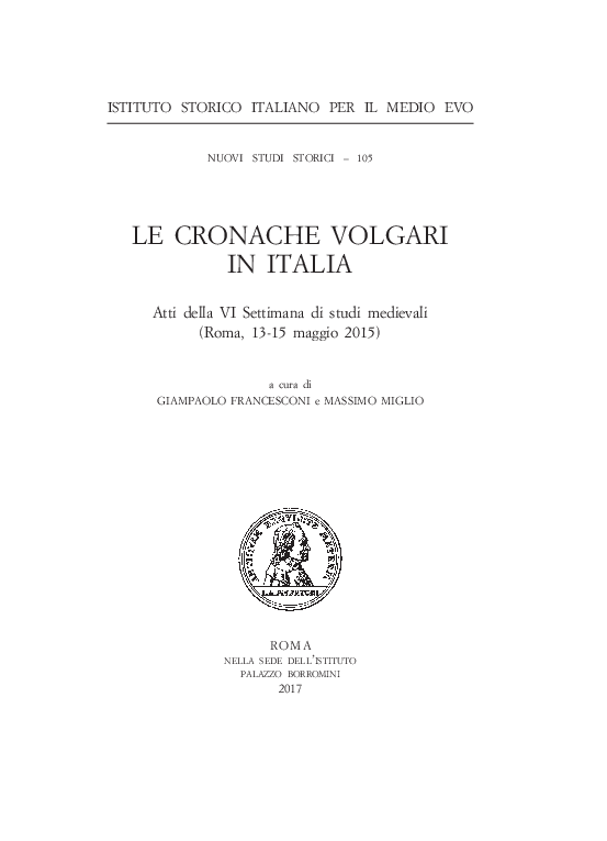 (PDF) Note sulla cronachistica in volgare a Roma, in Le cronache ...