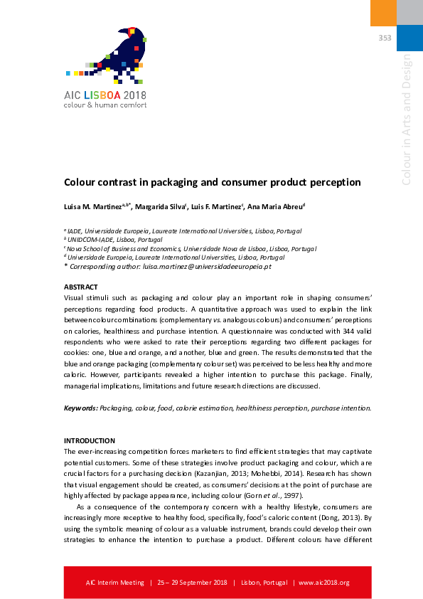 (PDF) Colour contrast in packaging and consumer product perception