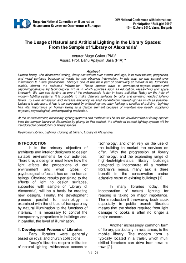 (PDF) The Usage of Natural and Artificial Lighting in the Library ...