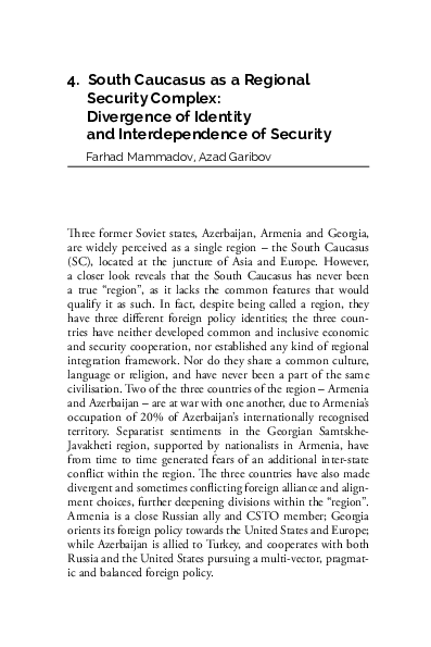 (PDF) South Caucasus as a Regional Security Complex: Divergence of ...