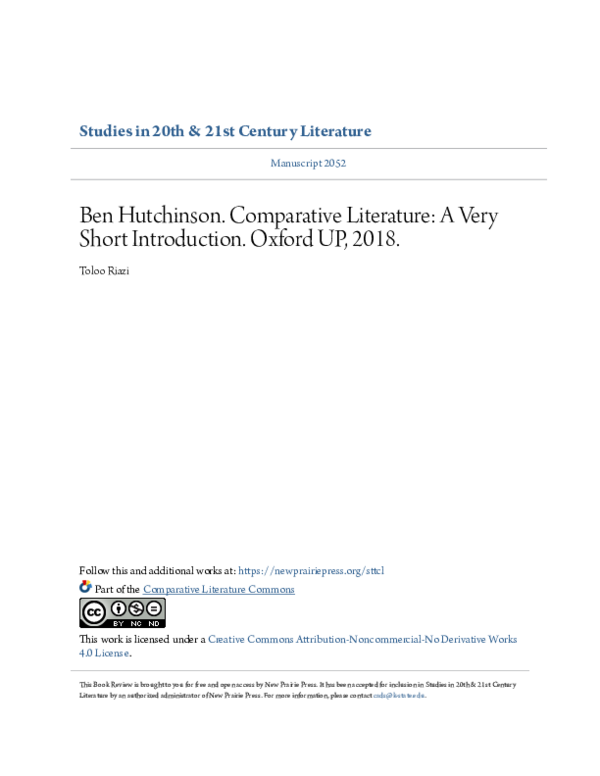 (PDF) Review of Comparative Literature A Very Short Introduction.pdf