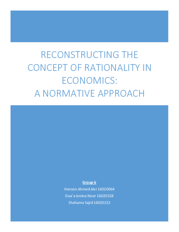 (DOC) Reconstructing the Concept of Rationality in Economics