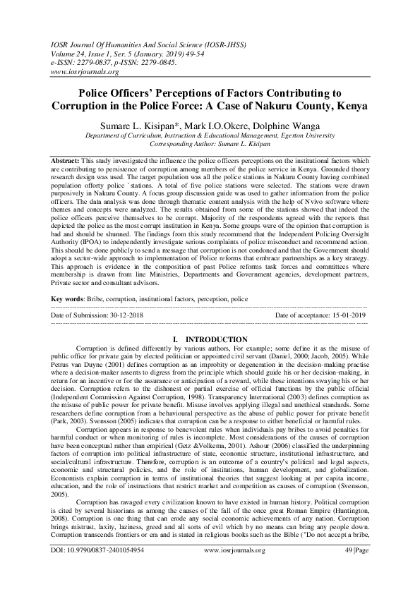 (PDF) Police Officers’ Perceptions of Factors Contributing to ...