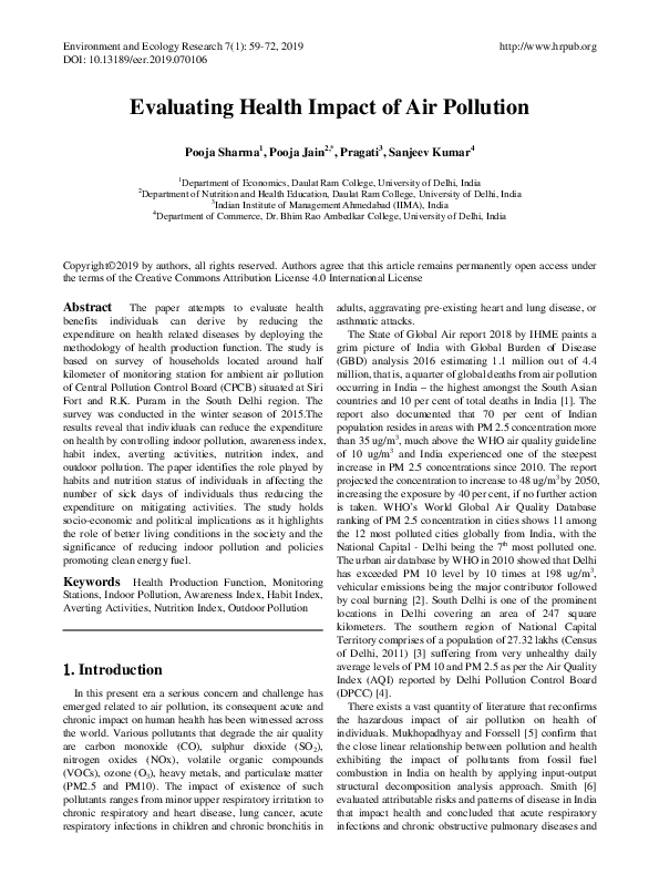 (PDF) Evaluating Health Impact of Air Pollution
