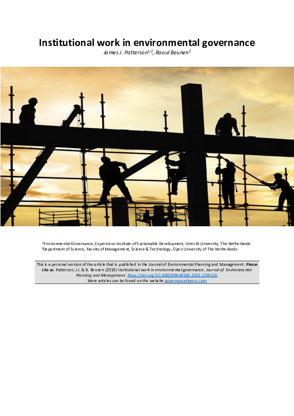 (PDF) Institutional Work in Environmental Governance