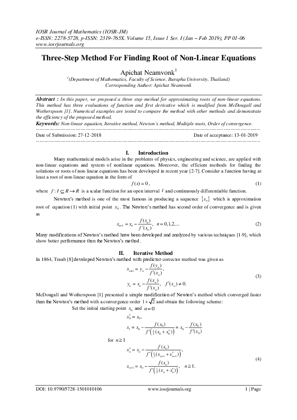 (PDF) Three-Step Method For Finding Root of Non-Linear Equations