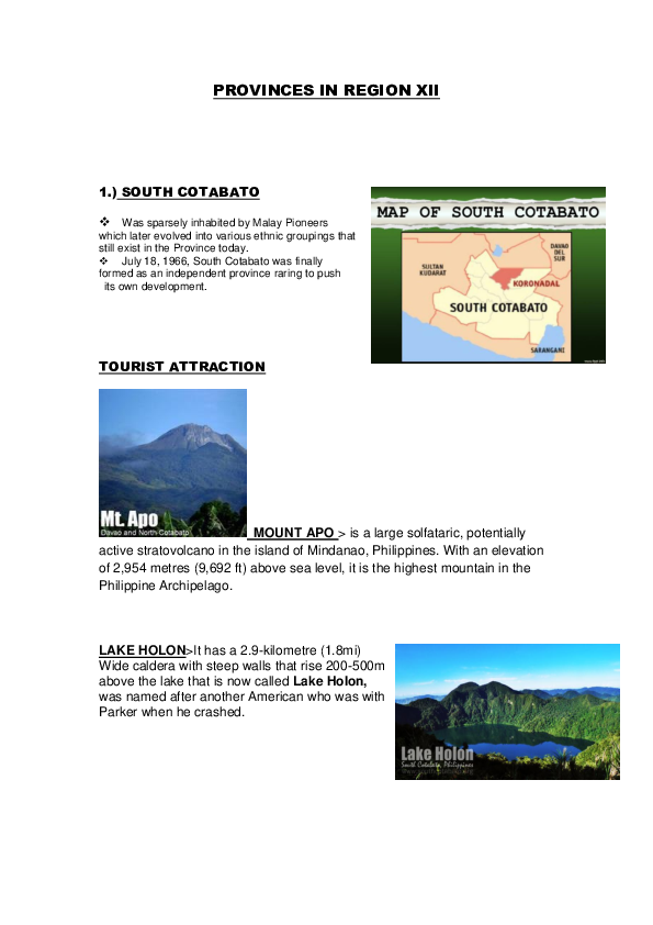 (DOC) PROVINCES IN REGION XII